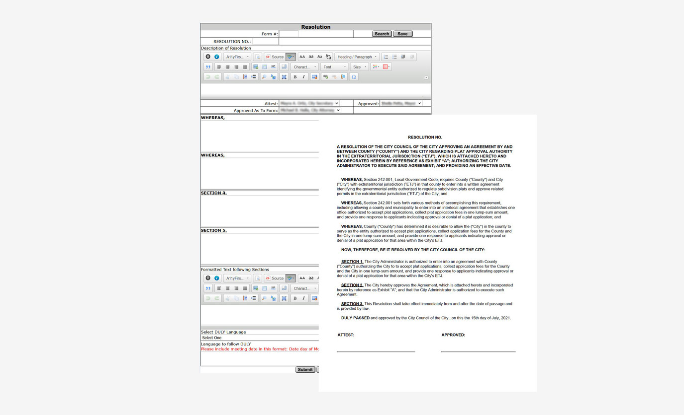 Resolutions and Ordinances - Electronic Forms and Workflow System (Destiny Software, Inc.)